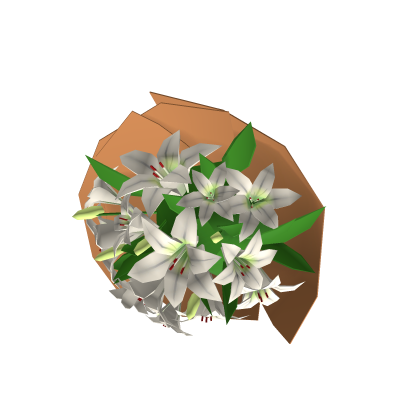 Ramo blanco de flores de Lilly con papel de melocotón - Roblox