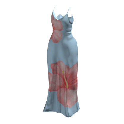 Gaun slip bunga merah muda biru - Roblox
