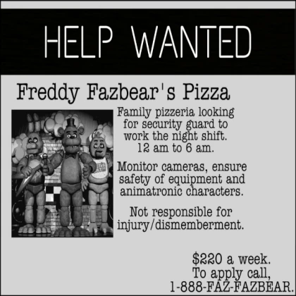 FNaF Newspaper Help Wanted