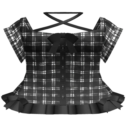 🤍 pretty in plaid frilly dollette dress black | Roblox Item - Rolimon's