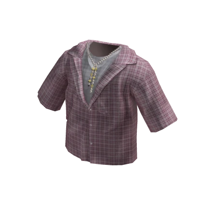 Baggy Plaid Flannel w Necklaces (Red) | Roblox Item - Rolimon's