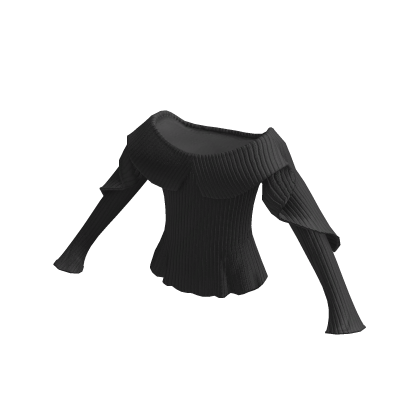 Off Shoulder Layered Wool Sweater Top Hitam - Roblox