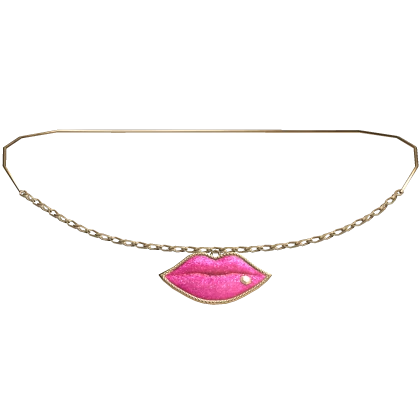 2000s McBling Rhinestone Lip Necklace (PinkGold) | Roblox Item - Rolimon's