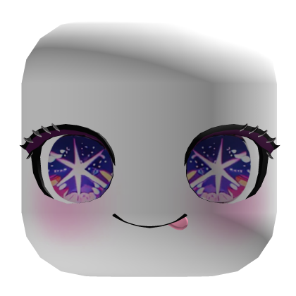Tête de visage des yeux étincelants violets d'anime - Blanc - Roblox