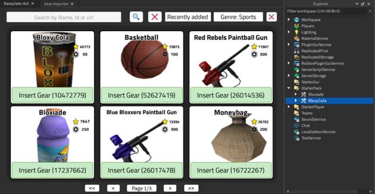 Gear Importer - Import Roblox Gear to StarterPack