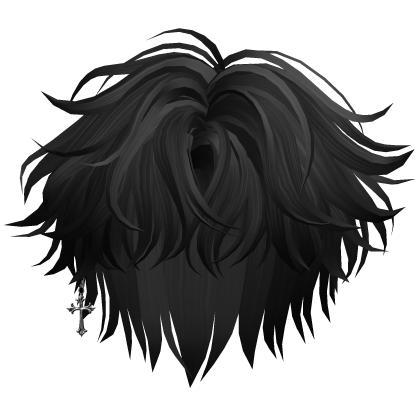 Capelli neri disordinati in mezzo con orecchino - Roblox