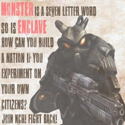 Fallout NCR propaganda poster vs enclave
