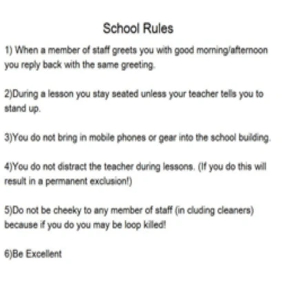Roblox school rules poster!