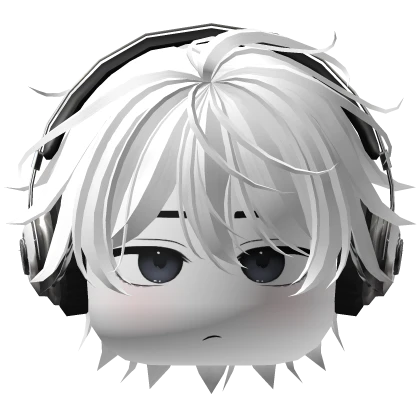 White Messy Hair w Headphones + Cute Boy Face | Roblox Item - Rolimon's