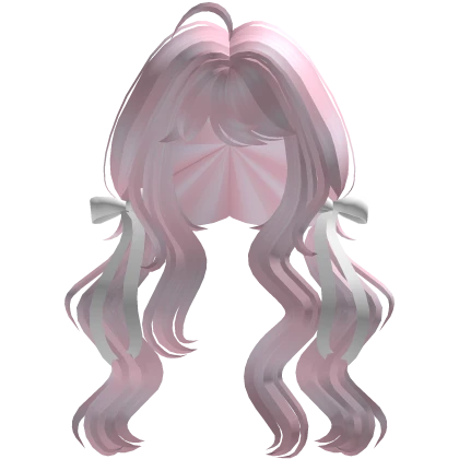Wavy Summer Pigtails with Ribbons (light pink) | Roblox Item - Rolimon's