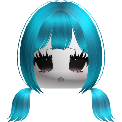 vkei moe blue hair emo puppy face mask - Roblox