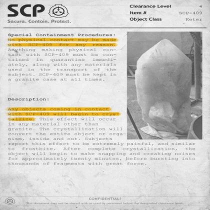 SCP Containment Breach BoH Mod: SCP-409 Document