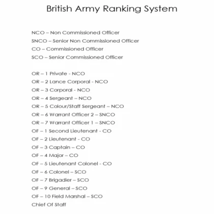 British Army Ranking System