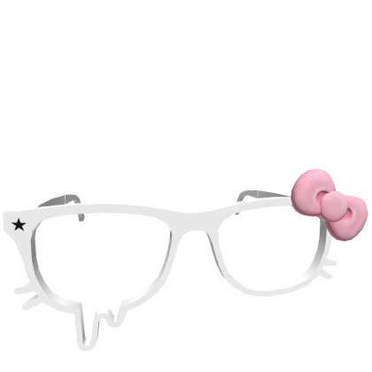 แว่นตาคิตตี้ Droopy ต่ําพร้อมโบว์สีชมพูสีขาว - Roblox