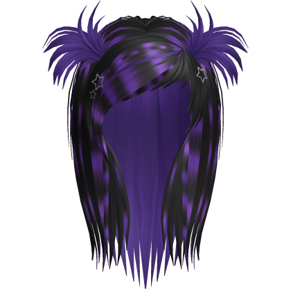 Escena Emo Long Vkei Rockstar Hair (negro y morado) - Roblox