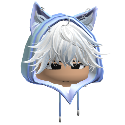 Anak Emo Lucu dengan Hood Cat Lucu (Putih & Biru) - Roblox