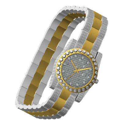 Iced Gold & Silver Diamond Watch [R6] | Roblox Item - Rolimon's
