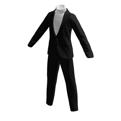 Terno preto com gola alta branca - Roblox