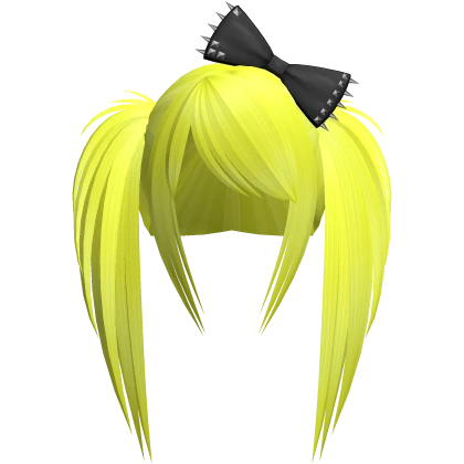 cute spikey scene pigtails w bow neon yellow | Roblox Item - Rolimon's