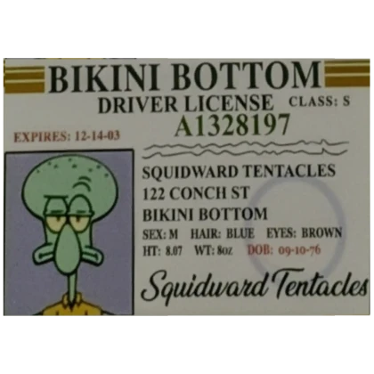 Squidward’s Driver’s License | Roblox Item - Rolimon's