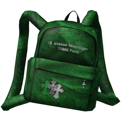Green Tilted Chrome Backpack W/ Cross Patches 3.0 | Roblox Item - Rolimon's