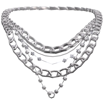 Silver Layered Bead and Chains Necklace | Roblox Item - Rolimon's