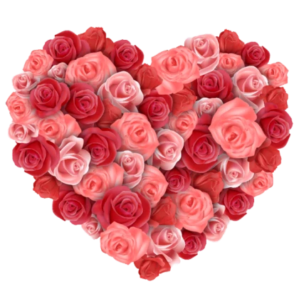 TB PNG Realistic Roses Heart Red Pink VDay