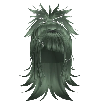 Long Spikey Rockstar Updo (Dark Green) | Roblox Item - Rolimon's