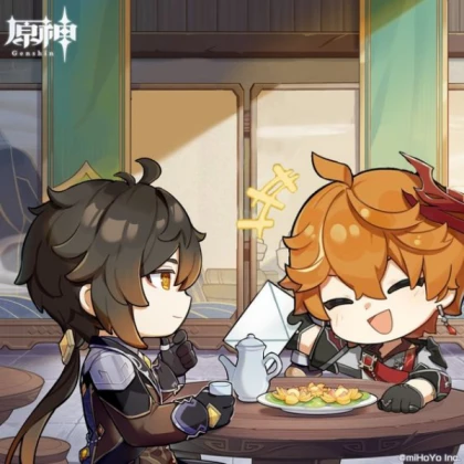 Zhongli and Childe from genshin impact