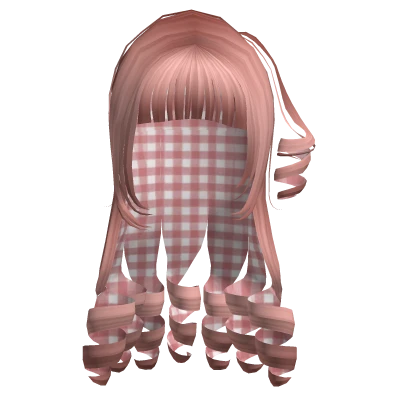 ʚ pink plaid mauve curly igari heisei retro hair | Roblox Item - Rolimon's