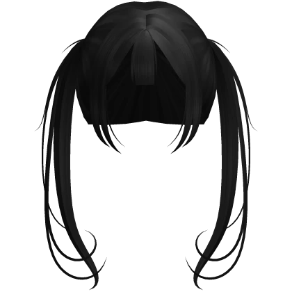 Spiral Long Black Twin Tails W Bangs | Roblox Item - Rolimon's