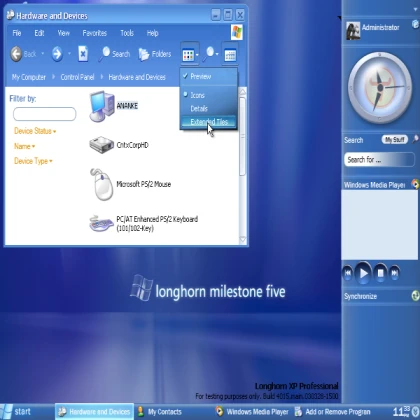 Microsoft Windows Codename "Longhorn"