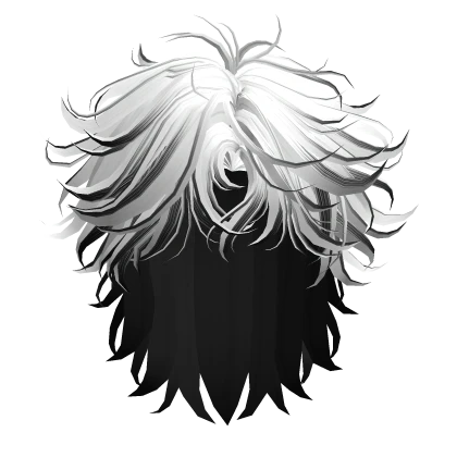 White & Black Messy Wavy Middle Part Mullet Hair | Roblox Item - Rolimon's