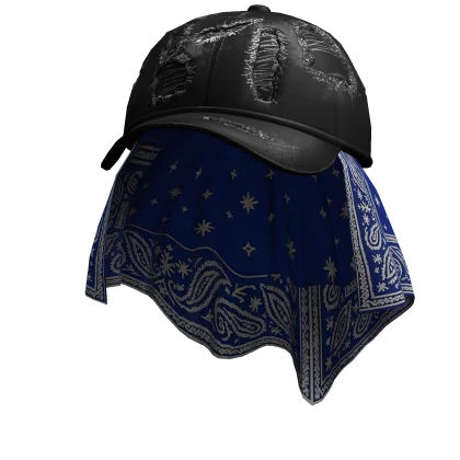 Black Distressed Cap w/ Blue Bandana | Roblox Item - Rolimon's