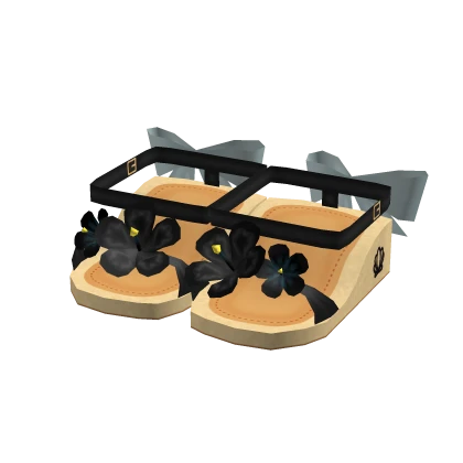 Summer Gyaru Tropical Flower Sandal Heels in Black | Roblox Item ...