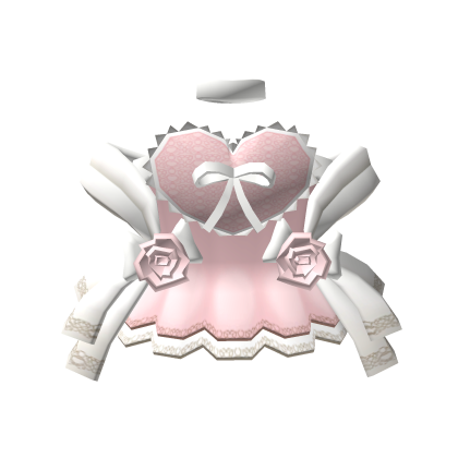 3.0 Vestido real de coração rosa claro com rosas - Roblox