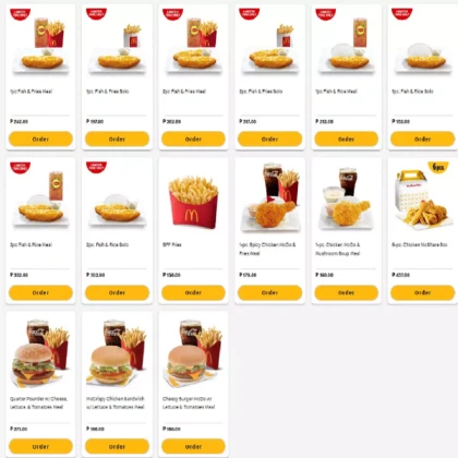 McDonald's menu