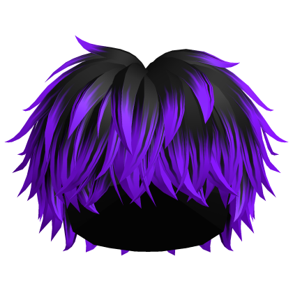 Negro morado esponjoso desordenado Emo Boy Hair - Roblox