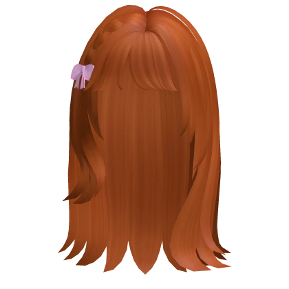 ginger cute side swept hair w/ pink bow | Roblox Item - Rolimon's