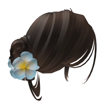 Low messy bun w hibiscus in chestnut brown | Roblox Item - Rolimon's