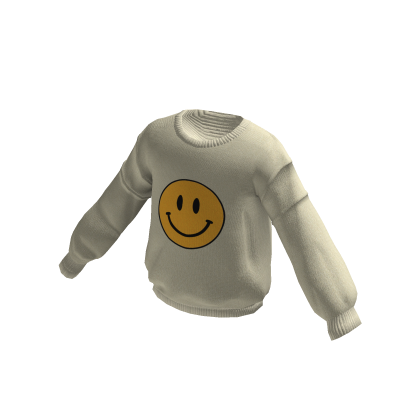 Sweater Wajah Senyuman Y2K Estetik - Beige - Roblox