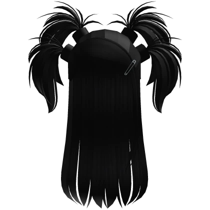 y2k Long Grunge Emo Spiky Black Hair w Safety pin | Roblox Item - Rolimon's