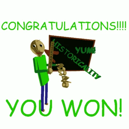 Baldi win screen