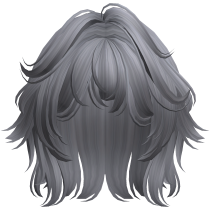 Cute Fluffy Anime Short Wolf Cut (cinza) - Roblox