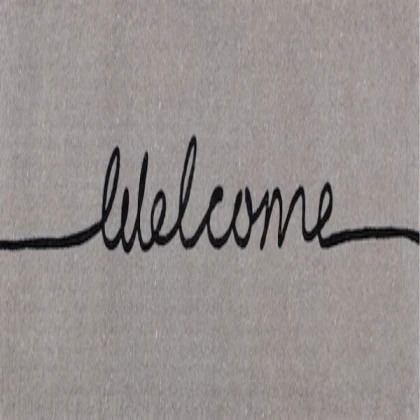 white welcome rug