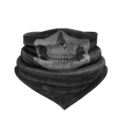 Grey Ghost Skull Long Face Scarf w/ Piercings | Roblox Item - Rolimon's