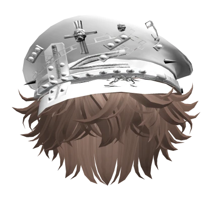 Milktea Brown Messy Anime Hair w/ Goth Captain Hat | Roblox Item ...