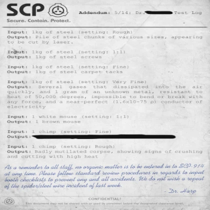 SCP Anomaly Paper (The Clockwork: Test Log)