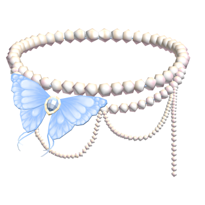 Kalung Mutiara Kupu-kupu Perak Biru Peri - Roblox