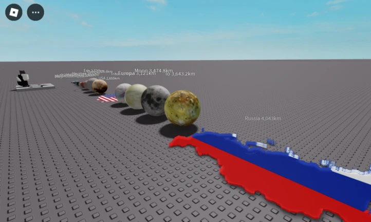 Comparação de Tamanho do Universo - Roblox